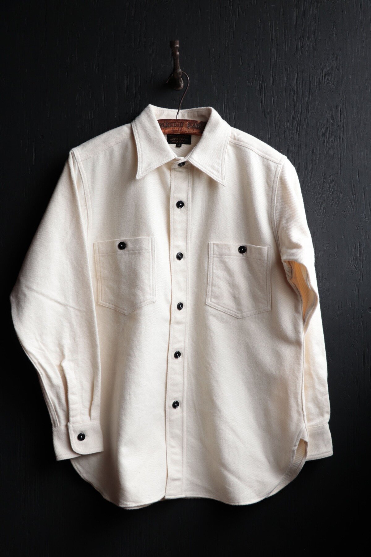 Heavy Weight Flannel Open Pocket Work Shirt / Salt White - BSFL-22104 ...